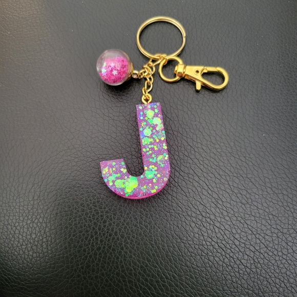Handmade | Accessories | Holographic Pink Glitter J Keychain | Poshmark